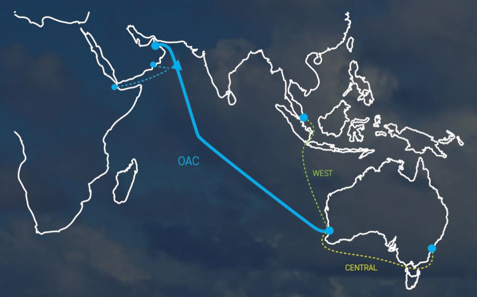 New route ,Oman Astralia Cable (OAC) - Pishgaman Kavir Asia